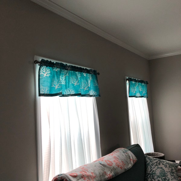 Coastal Cottage Valance With Beach Scene Print Fabric - Etsy