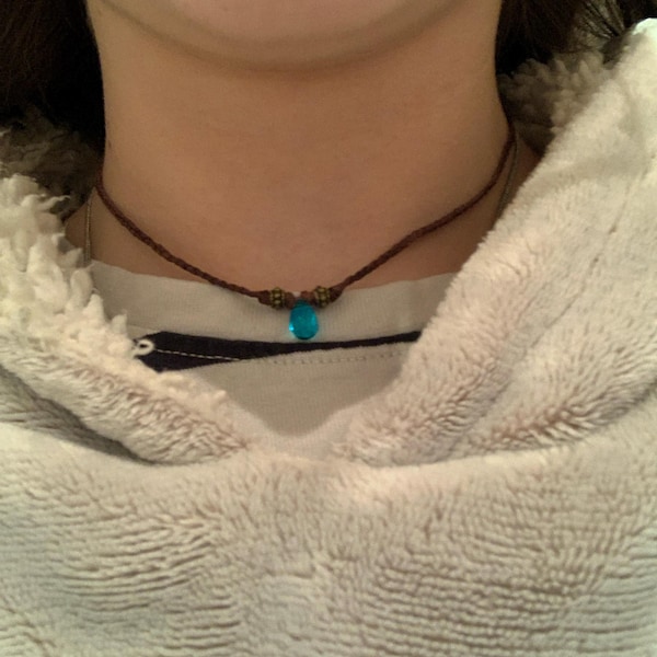 Crystal Teardrop Choker in Different Colors Brown Rope Necklace ...