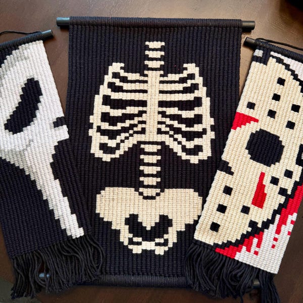 Horror Macrame Wall Hanging, Horror Home Decor, Horror Movie, Horror ...