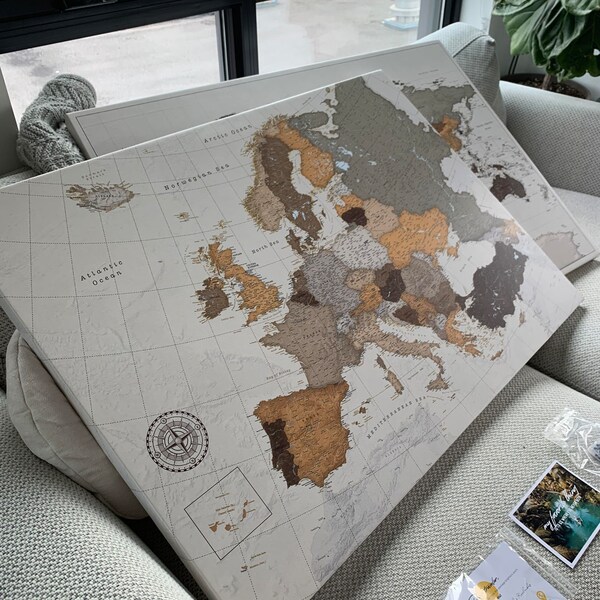 Push Pin Europe & World Map Set - Places Visited Pin Board to Mark ...