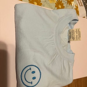 Happy Face Comfort Colors Tee, Smile Shirt, Happy T-shirt, Embroidered ...