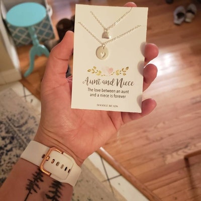 Aunt and Niece Necklaces, 2 Small Layering Silver or Gold Heart ...