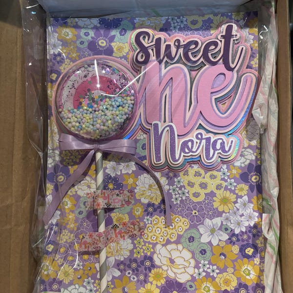 Pink and Purple Cake Topper With Shaker Personalized - Etsy