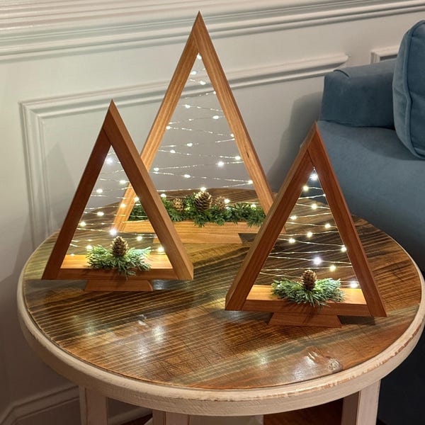 Handcrafted Wooden Pine Tree Decor With Lights: Rustic up North Cabin ...