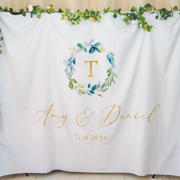 Personalized Wedding Backdrop for Reception, Monogram Backdrop ...