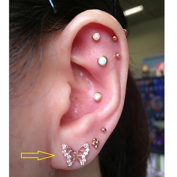 CZ Butterfly Tragus Piercing: Sterling Silver Internal Thread (1pc) - Etsy