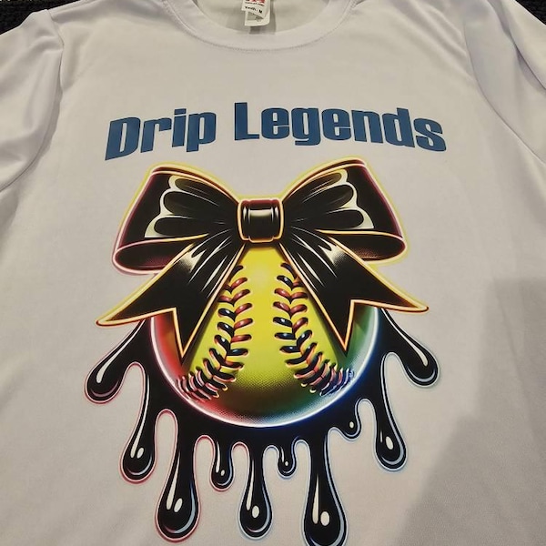 Softball Drip With Bow T-shirt Transfer, Ready to Press Transfer ...