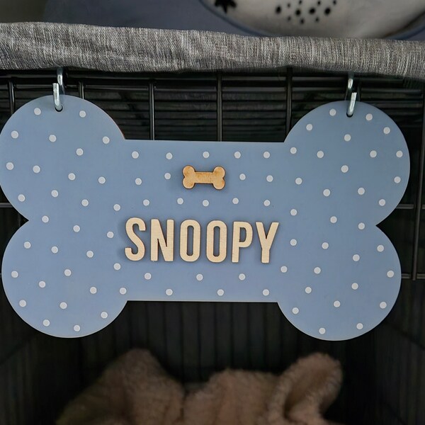 Dog Bone Name Sign, Personalised Dog House Sign, Custom New Puppy Crate ...