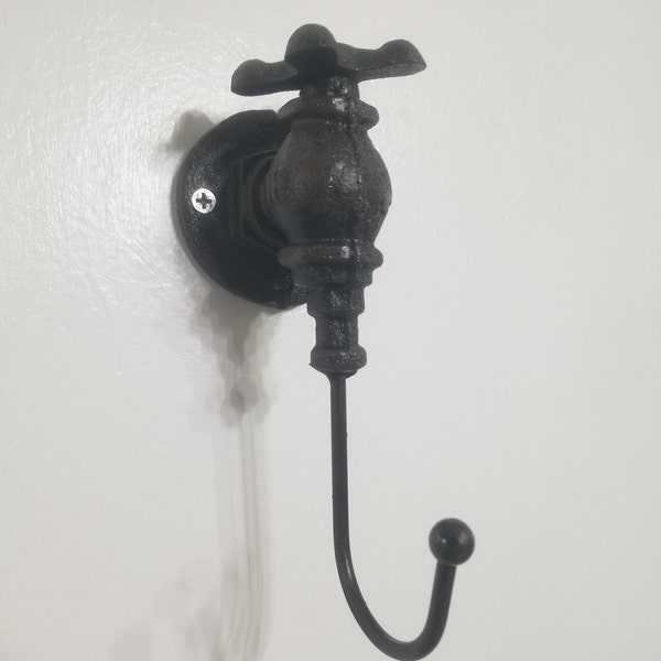 Towel Hook, Rustic Bath Decor, Industrial Towel Hook, Faucet Decor ...