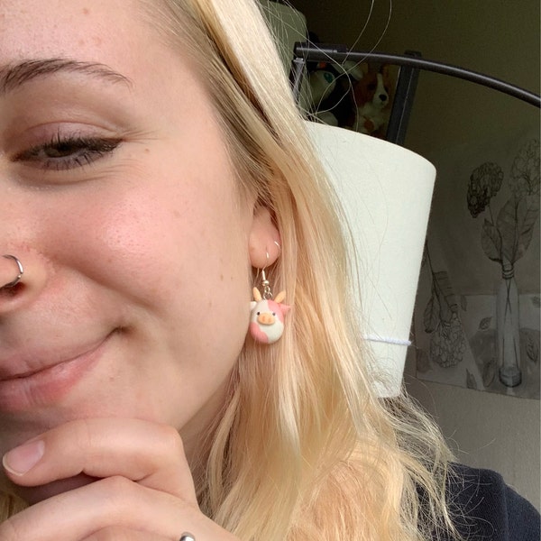 Strawberry Cow Clay Earrings - Handmade, Handpainted, Cute - Etsy