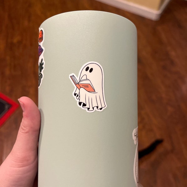 Ghost Reading Stickers, Teacher Halloween Sticker, Book Lover Sticker ...