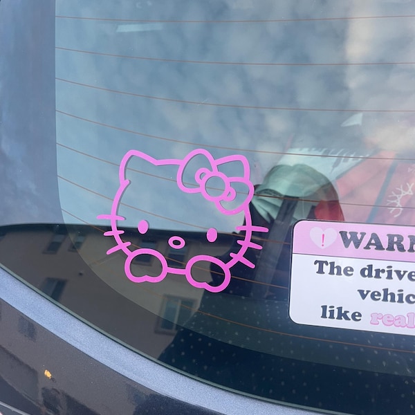 Kitty, Hello Kitty, Car Decal, Rear View Mirror Sticker, Car Window ...