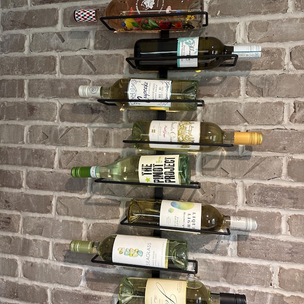 Modern Metal Wine Rack – 6 Bottle Wall Mounted Storage – Minimal Black ...