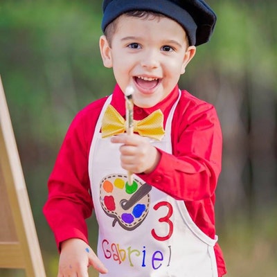 Personalized Birthday Shirt, Bright Colors Paint Palette for Boy, Art ...