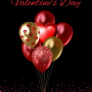 Valentine's Day Balloons Clipart, Glitter Balloon Png Digital Overlays ...