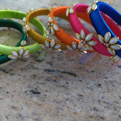 Silk Thread Indian Bangles Set - Etsy