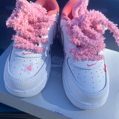 Fuzzy Laces, Pink Shoe Laces, White Shoe Laces ONE PAIR - Etsy