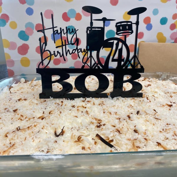 Drummer Birthday Cake Topper, Personalized Birthday Cake Topper, Rock ...