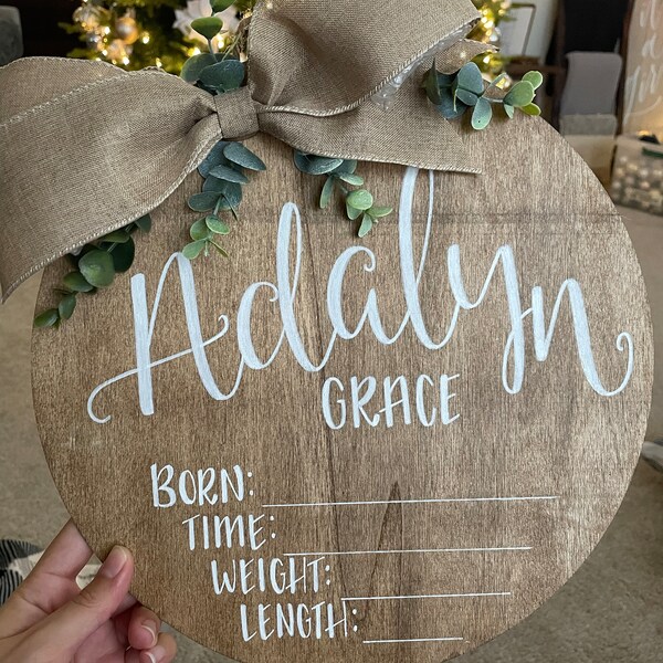 Newborn Baby Birth Announcement | Hospital Sign | Baby Announcement ...