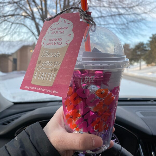 Latte Valentine Gift Tag Printables, Teacher Gift, Co-worker Gift ...