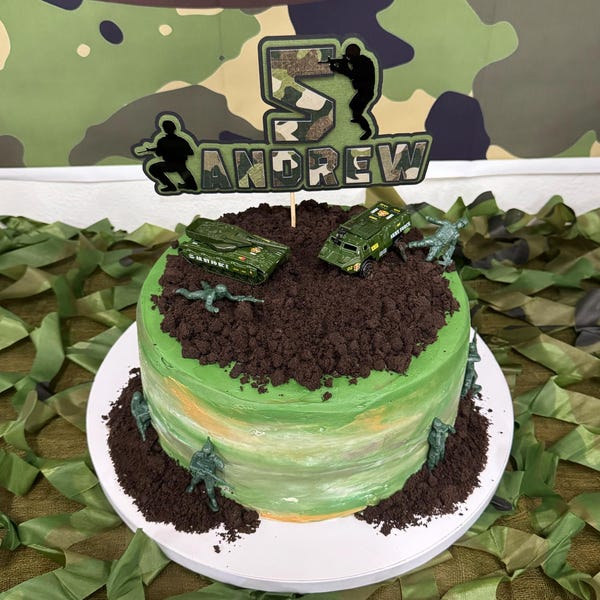 Camo Cake Topper, Camo Birthday, Camo Theme, Camo Party, Military Cake ...