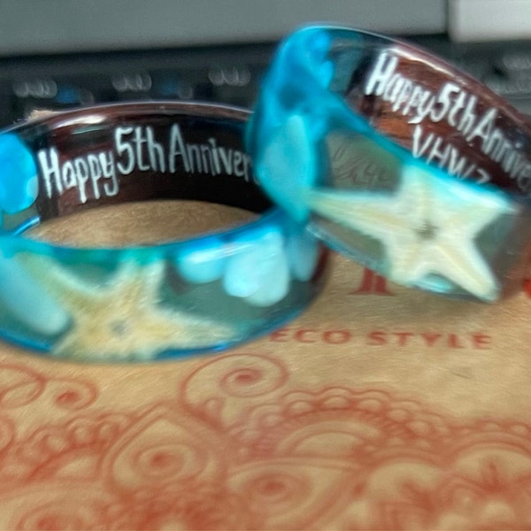 Ocean Resin Ring, Mermaid Ring, Algae Ring, Summer Ring, Aquamarine ...