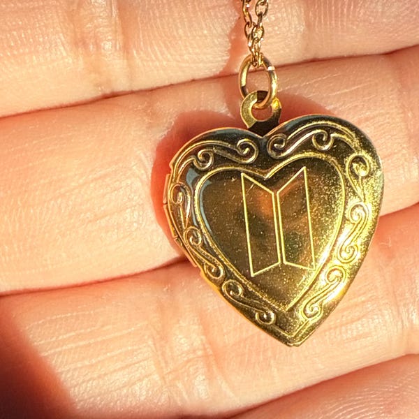 BTS Heart Locket Necklace - Luxury Jewelry - Photo Locket - Shine ...