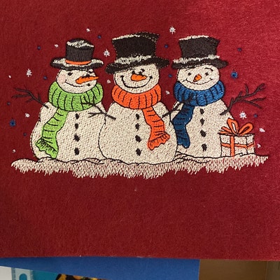 Snowmen Embroidery Design, Christmas Embroidery File, 5 Sizes, Instant ...
