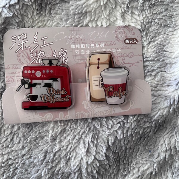 Cute Coffee Acrylic Journal Clips Hand-drawing Strong Paper Clips ...