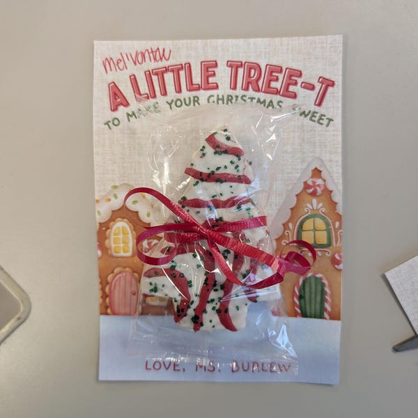 Printable Christmas Tree Treat Card, Editable Gift Tag (digital ...