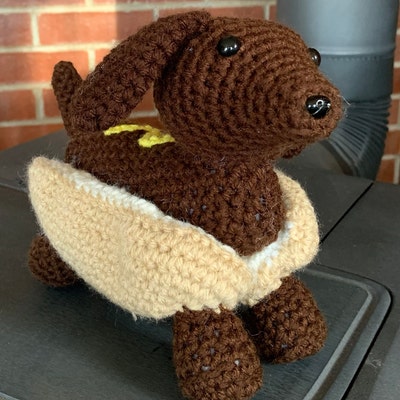 Frank the Hot Dog Crochet Pattern / Dachshund Wiener Dog Crochet Doll ...