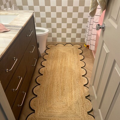 Scalloped Jute Rug, Natural Scallop Rug, Scalloped Edge Rug, Jute Area ...