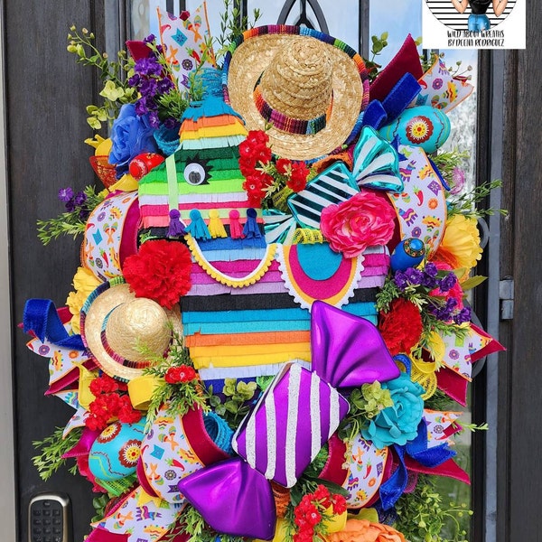 Fiesta Piñata Wreath Attachment With Fiesta Colors and Loads of Details ...