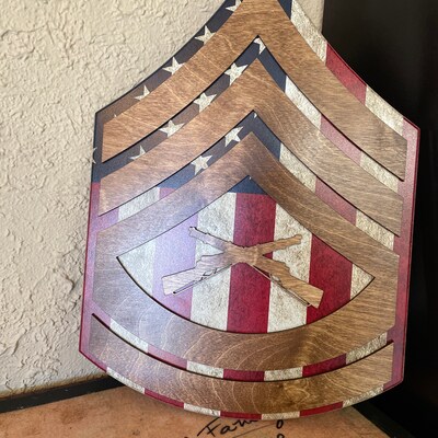 USMC Chevron Wall Hanging With Raised Stripes - Etsy