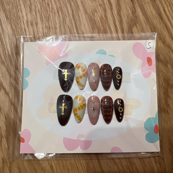 Tortoise Shell Print Nails / Hand Painted Nail /custom Press on Nails ...