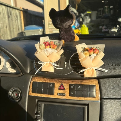 Handmade Mini Natural Dried Flower Bouquet rosy Car - Etsy