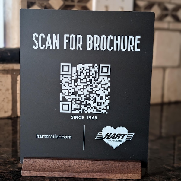 QR Code Social Media Sign W/ Wood Stand - Scannable Office Table Desk ...