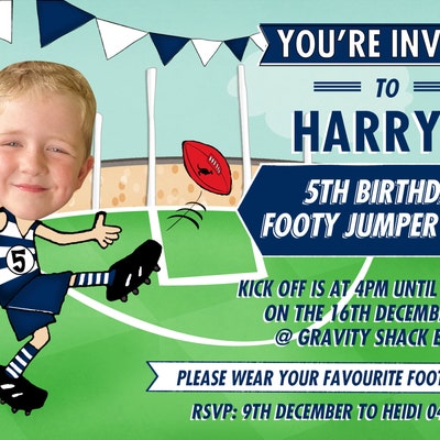 AFL Football Party Printable Birthday Invitation Footy , Aussie Rules ...