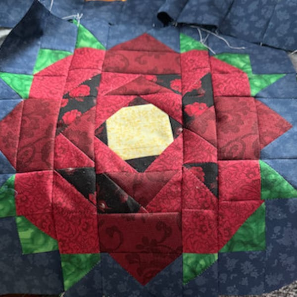 Digital PDF Quilt Block Pattern|rose Quilt Block Pattern|modern ...