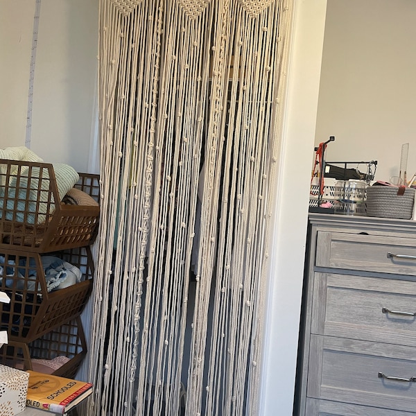 Macrame Curtain Macrame Black Curtain Customizable Macrame Living Room ...