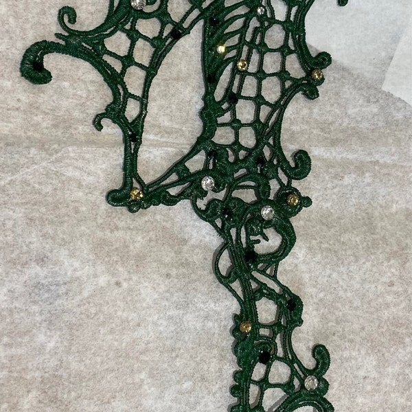 Emerald Green Lace Mask, Dark Green Masquerade Mask, Green Mardi Gras ...
