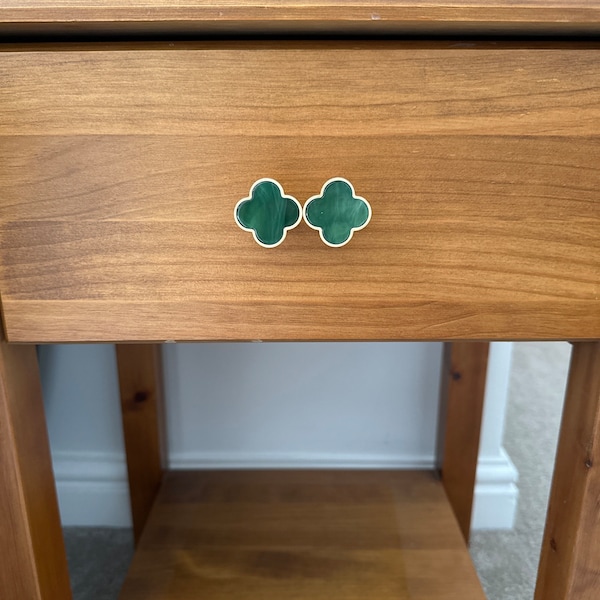 Brass Lucky Clover Knob Pull Handle Drawer Furniture Hardware Custom ...