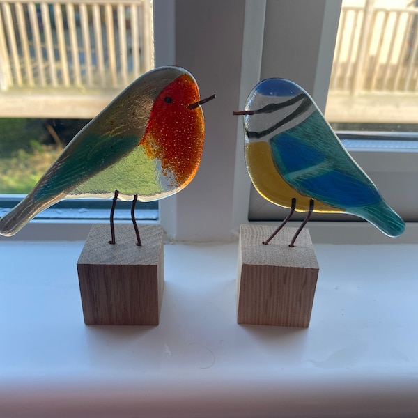 Fused Glass Robin Ornament: Handmade Bird Lover Gift - Etsy UK