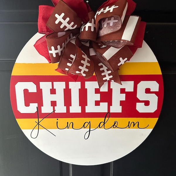 Kansas City Chiefs Door Hanger: Football Welcome Sign - Etsy