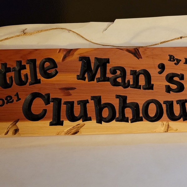 Child's Clubhouse Playhouse Custom Hand Routed Wood Cedar Sign Name ...