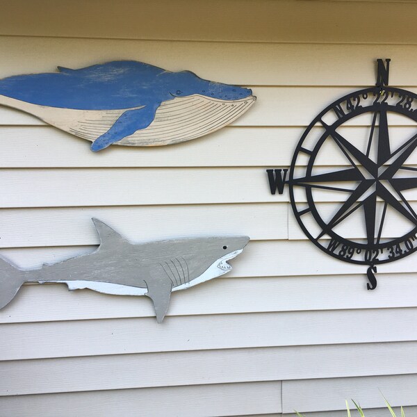 Great White Shark Medium Sign Coastal Wall Decor Great White Wall Art ...