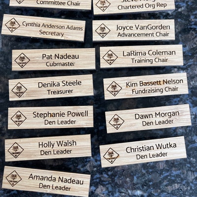 Bamboo Name Tags Personalized Magnetic for Scouts Leaders - Etsy