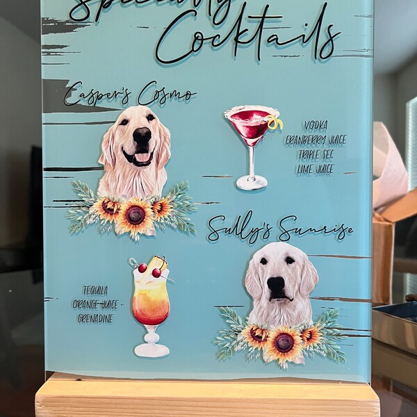 Dog Drink Sign Signature Drink Sign With Custom Dogs, Wedding Sign YOUR ...