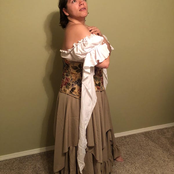 Renaissance Women's Cosplay 3-piece Brown Cincher Costume Medieval ...