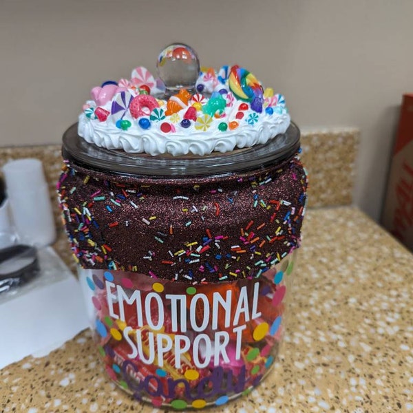 Personalized Glass Candy Jar for Emotional Support, Custom Chocolate ...